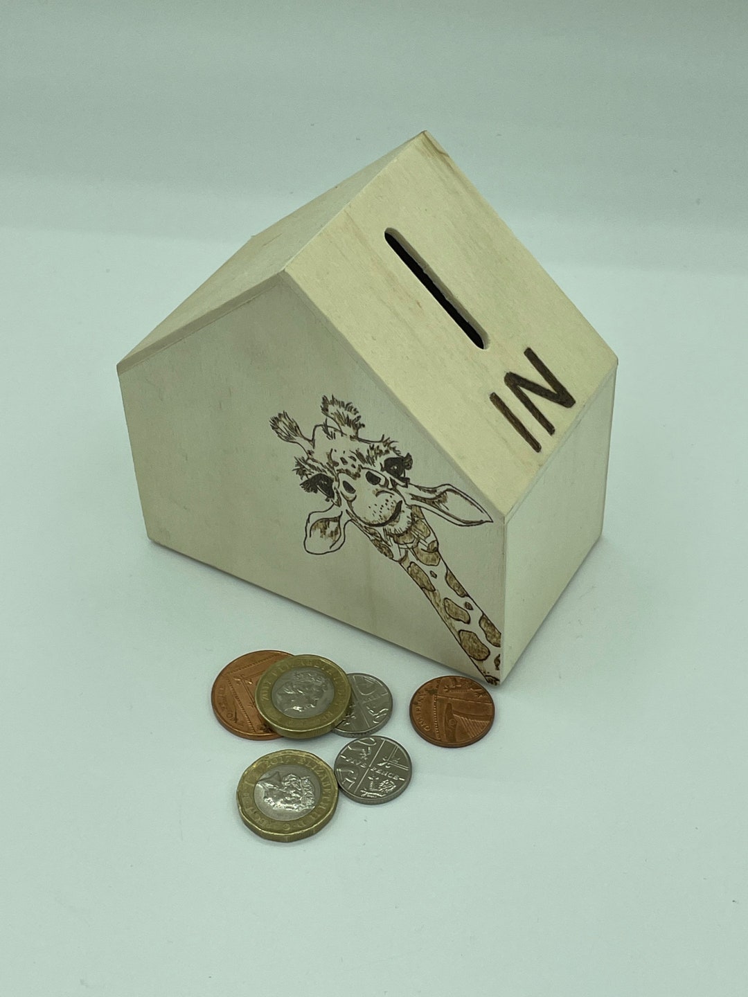 Giraffe Money Box With in and Out Signs. Can Be Personalised - Etsy UK