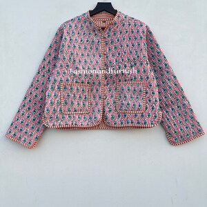 Block Print Quilted Jackets Cotton Floral Bohemian Style Fall Winter ...
