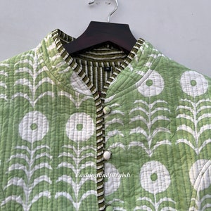 Block Print Quilted Jackets Cotton Floral Bohemian Style Fall Winter ...