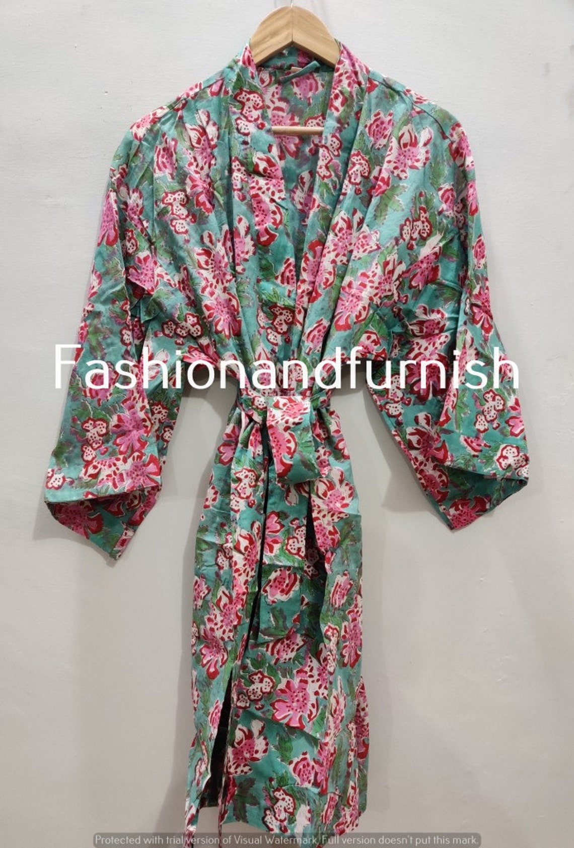 Cotton Kimono Dresses Bath Robe Kimono hand Block Cotton | Etsy