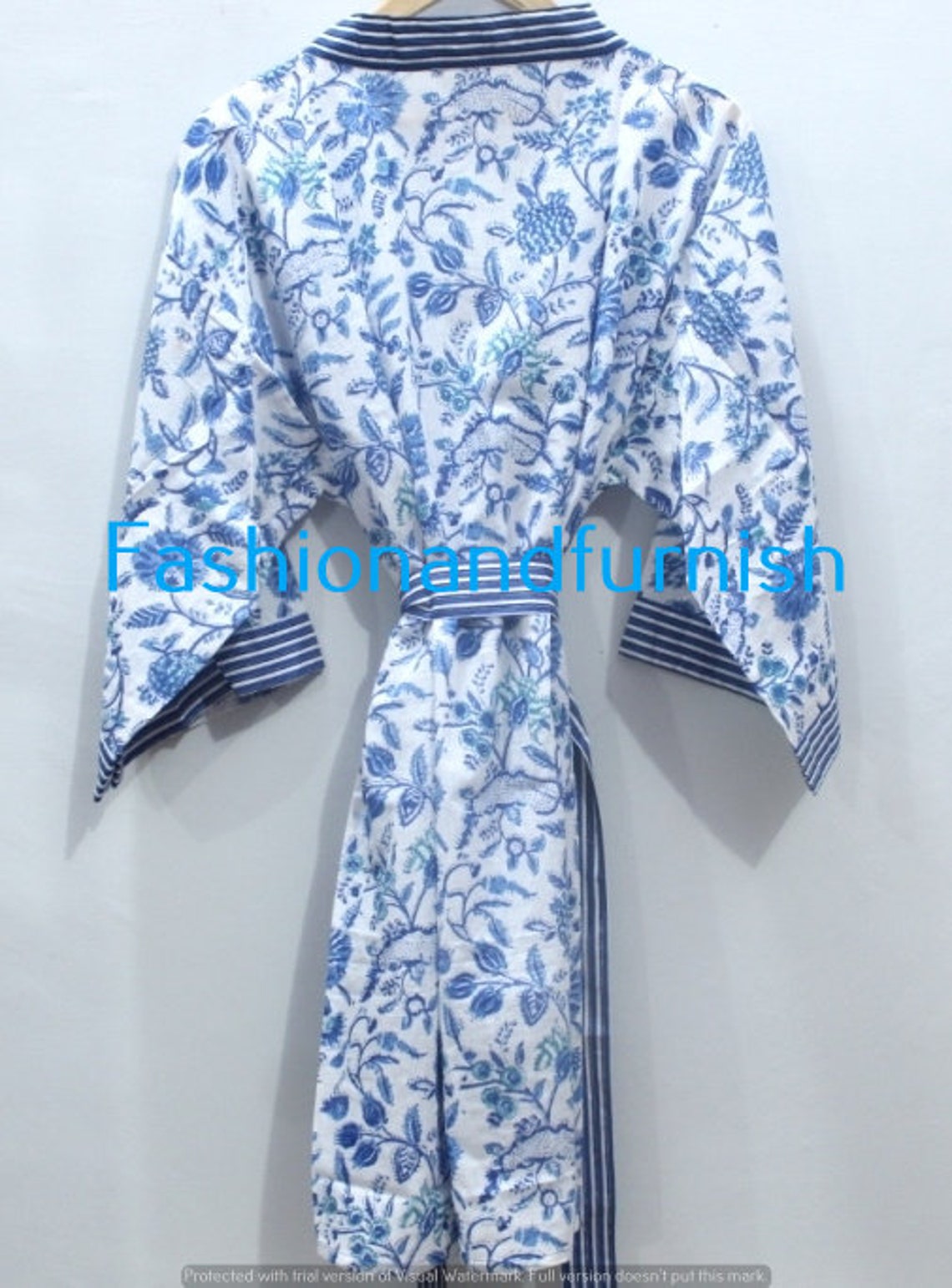 Hand Block Printed Short Bathrobe Cotton Kimono Robe - Etsy