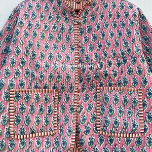 Block Print Quilted Jackets Cotton Floral Bohemian Style Fall Winter ...