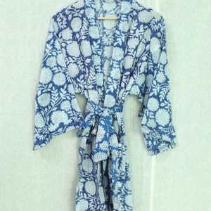 Beautiful Cotton Kimono Dress, Bath Robe Kimono, Hand Block Printed ...