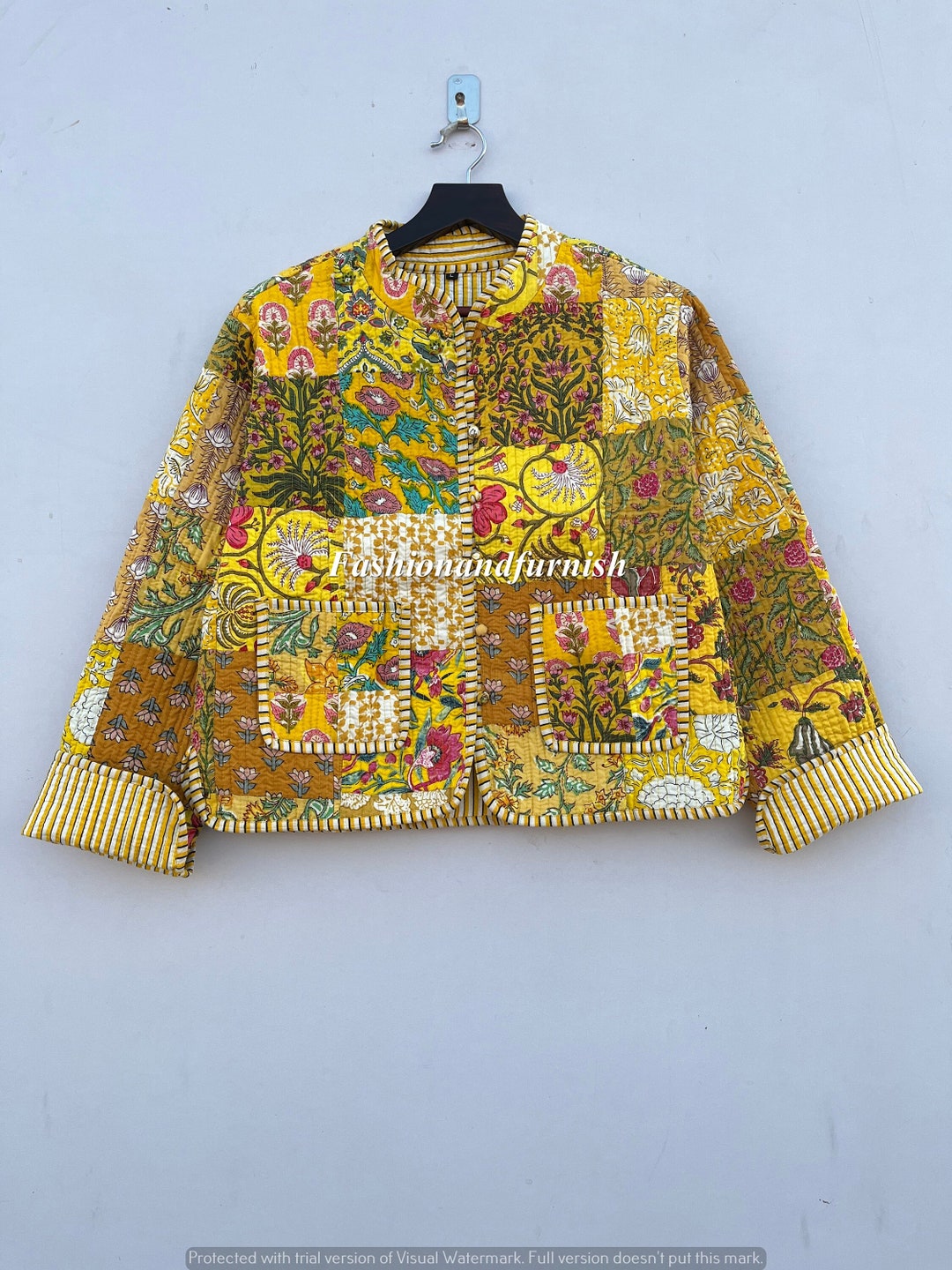 Patchwork Quilted Jackets Cotton Floral Bohemian Style Fall Winter ...