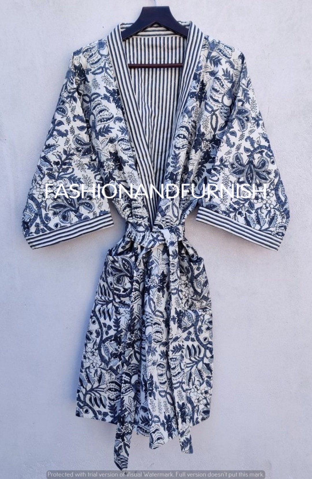 Reversible Kimono, Three Layer Robe, Embroidery Robes, Quilted Kimono ...
