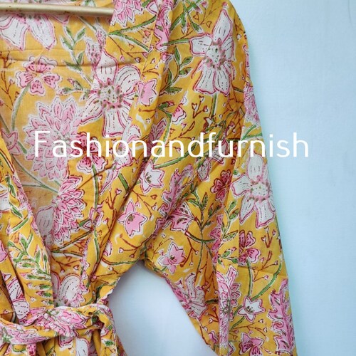 Yellow Robes Cotton Kimono Robe Kimono Dress Soft and - Etsy