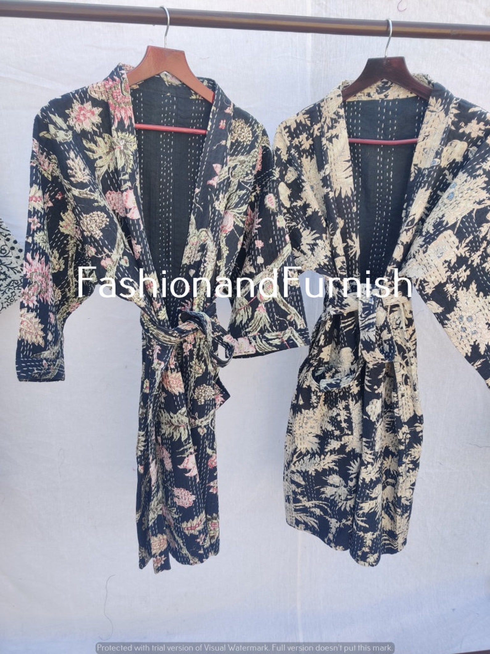 Robes Embroidery Robes Cotton Winter Robes Kantha Kimono | Etsy