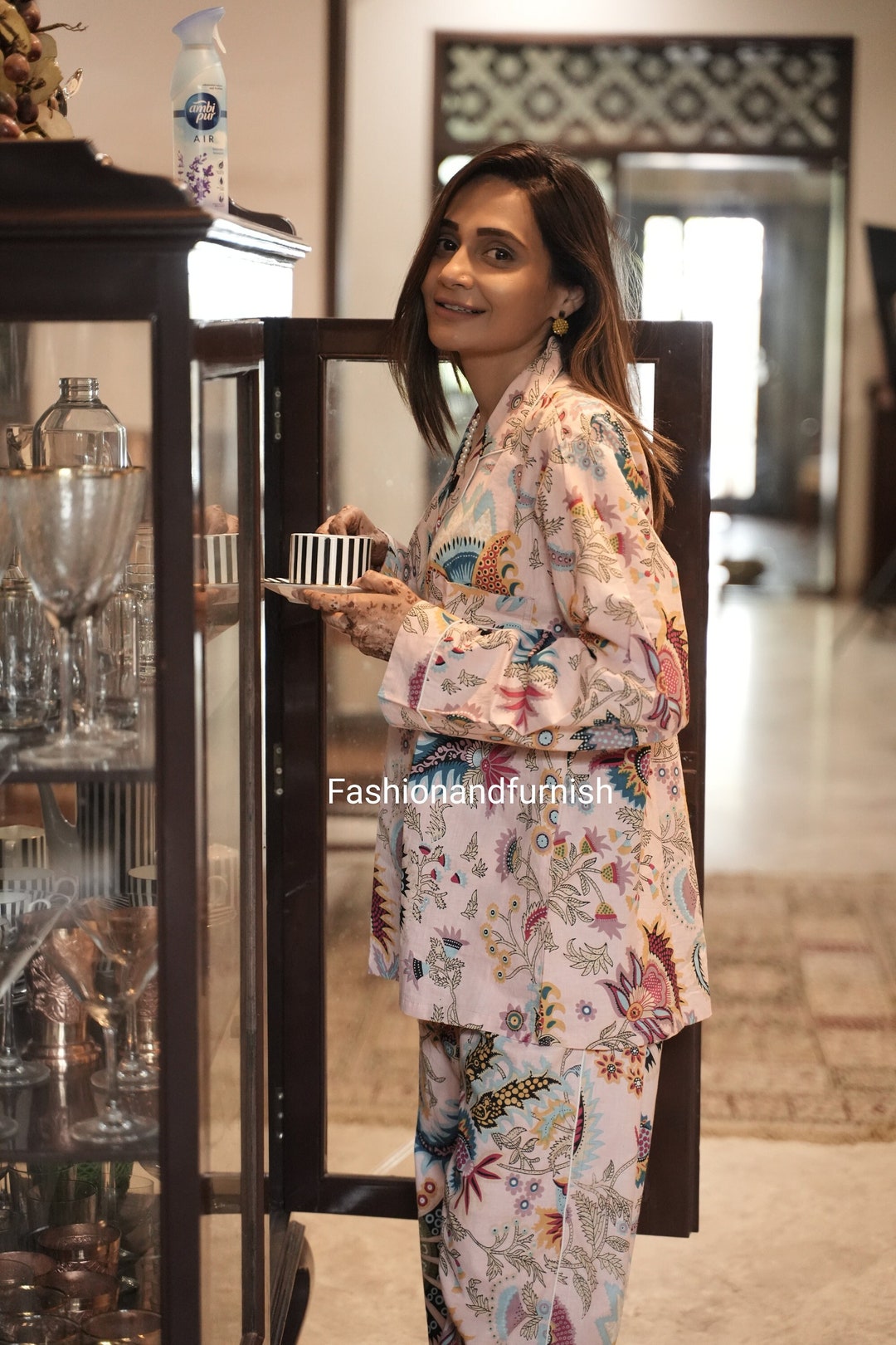 Handmade Cotton Pajama Set: Block Print Sleepwear With Pouch - Etsy