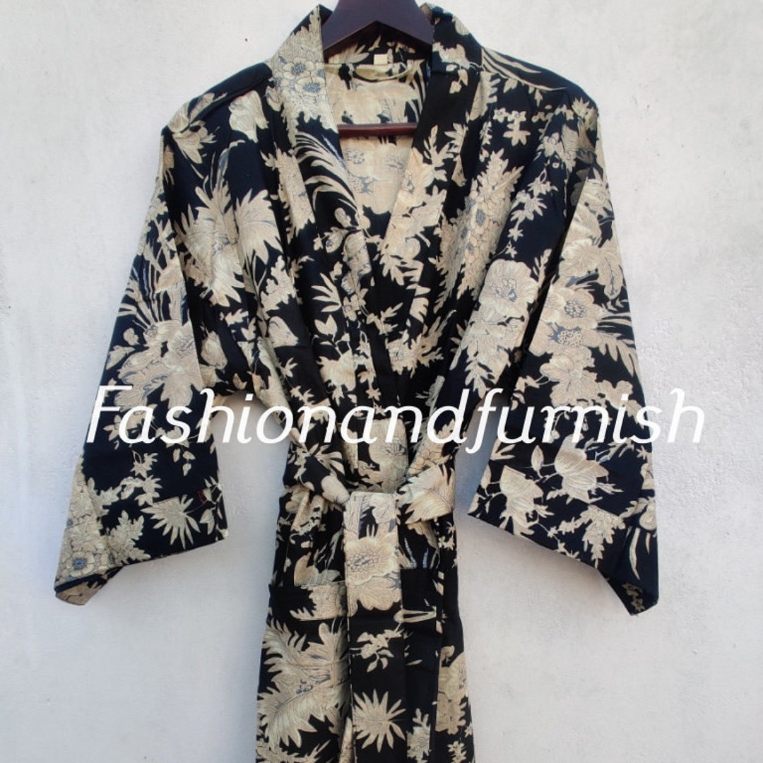 Robes Cotton Kimono , Floral Print Kimono, Soft and Comfortable Bath ...