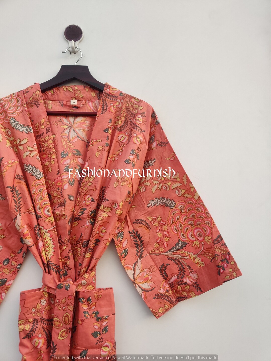 Popuar Now, Hand Block Print Kimono, Indian Cotton Robe, Women's ...