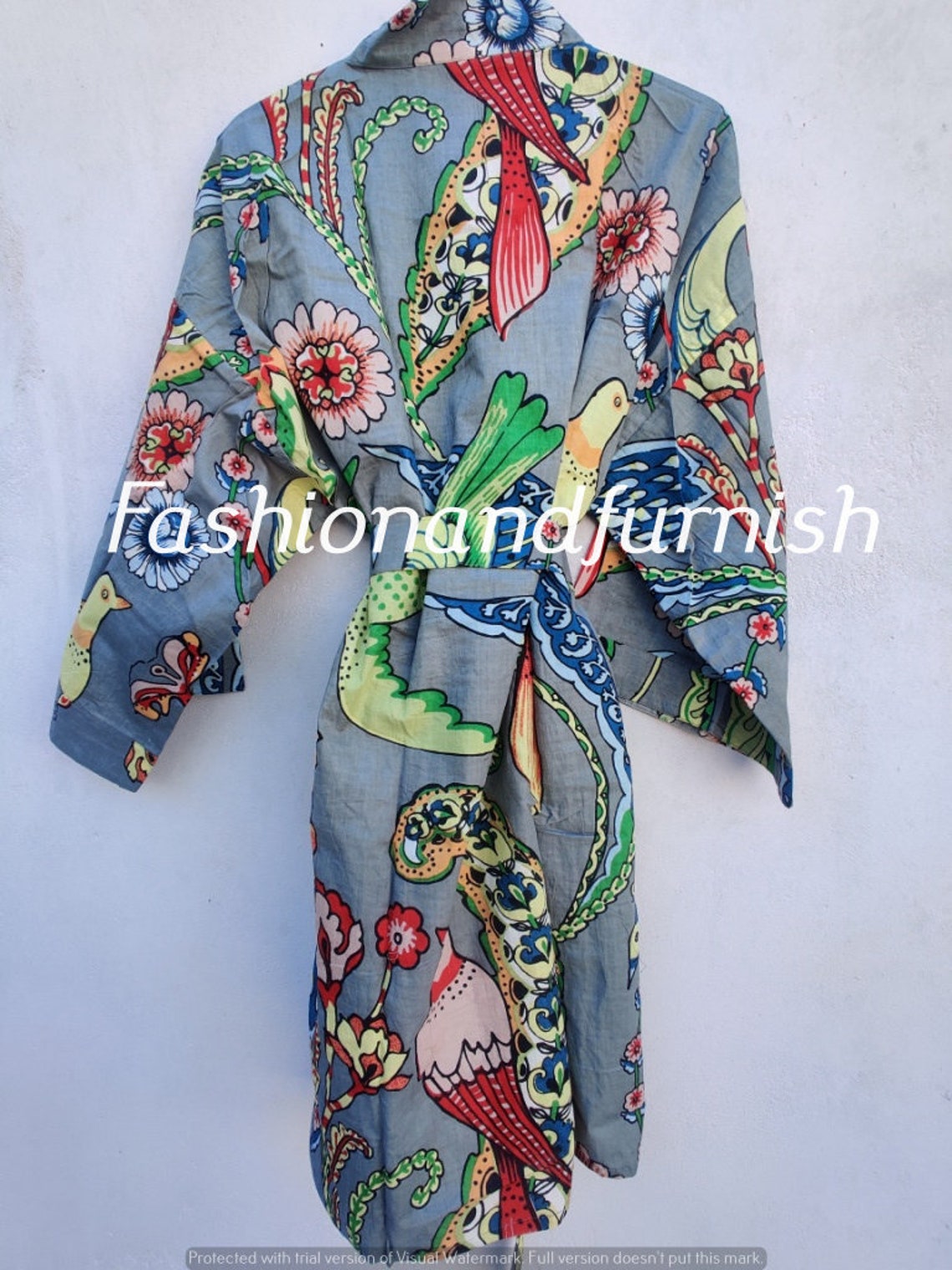 Indian Kimono Cotton Robe Dressing Gown Crossover Kimono | Etsy