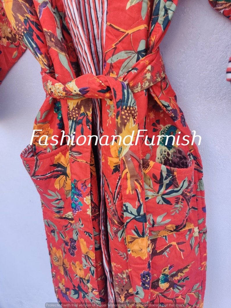 Reversible Kimono Three Layer Robe Embroidery Robes Quilted | Etsy