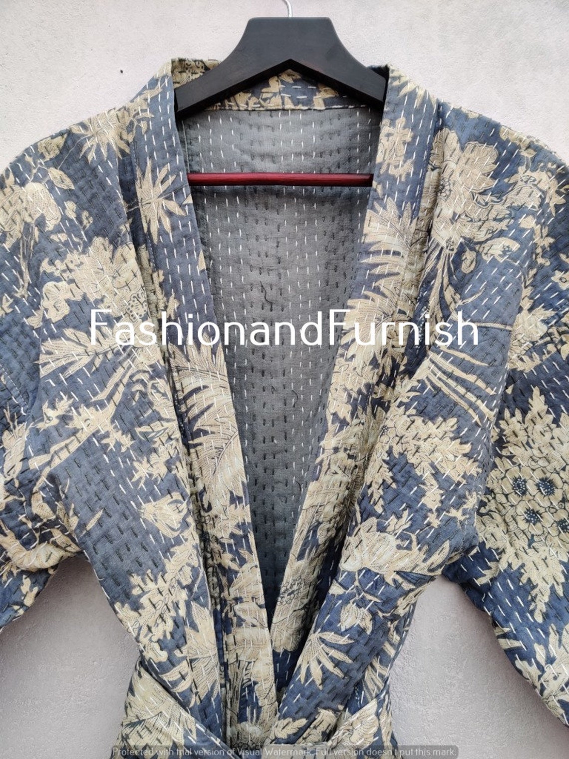 Embroidery Handmade Kantha Quilt Kimono Jacket Kimono Jacket | Etsy