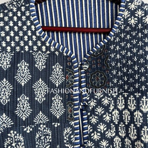 Indigo Blue Handmade Patchwork Jackets, Indian Cotton Handmade Winter ...