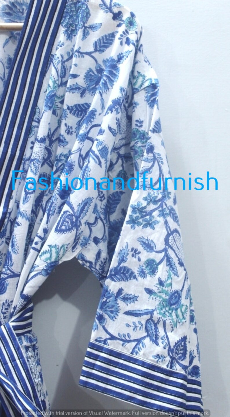 Hand Block Printed Short Bathrobe Cotton Kimono Robe - Etsy
