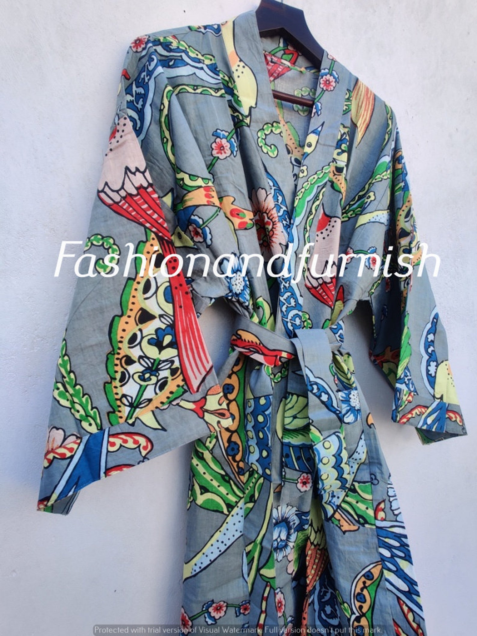 Indian Kimono Cotton Robe Dressing Gown Crossover Kimono | Etsy