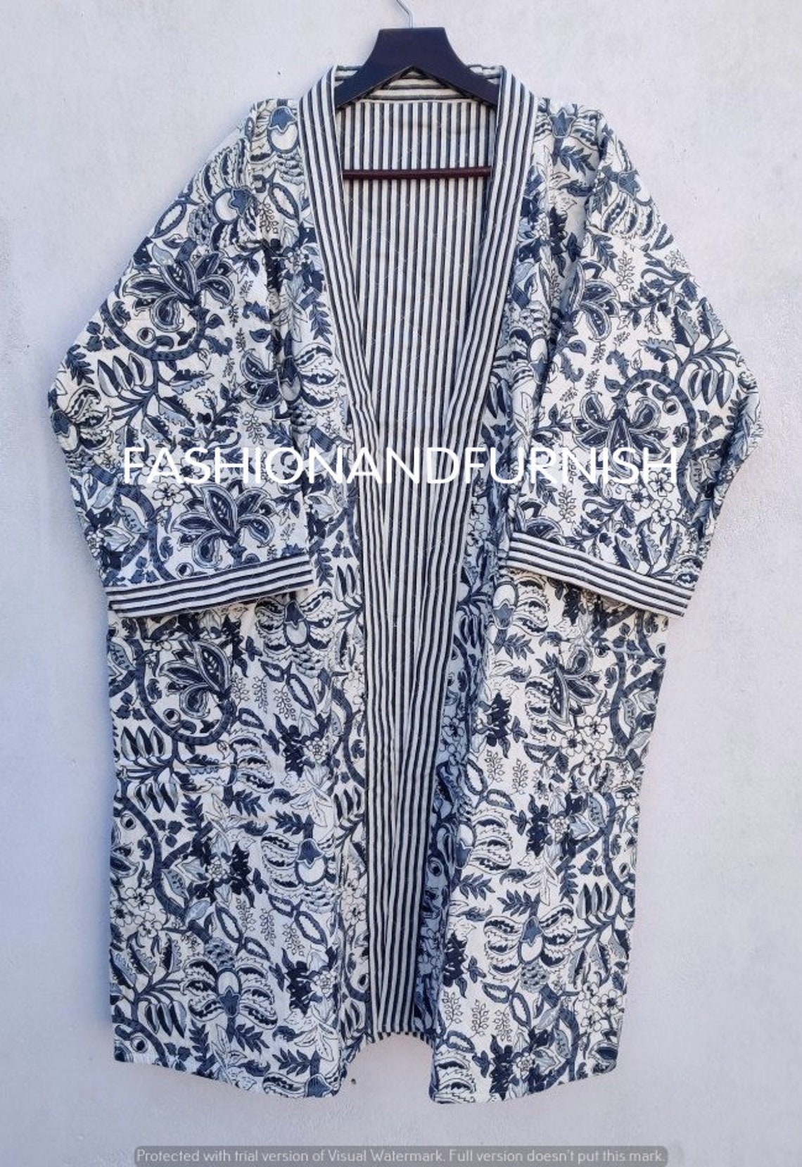 Reversible Kimono Three Layer Robe Embroidery Robes Quilted - Etsy