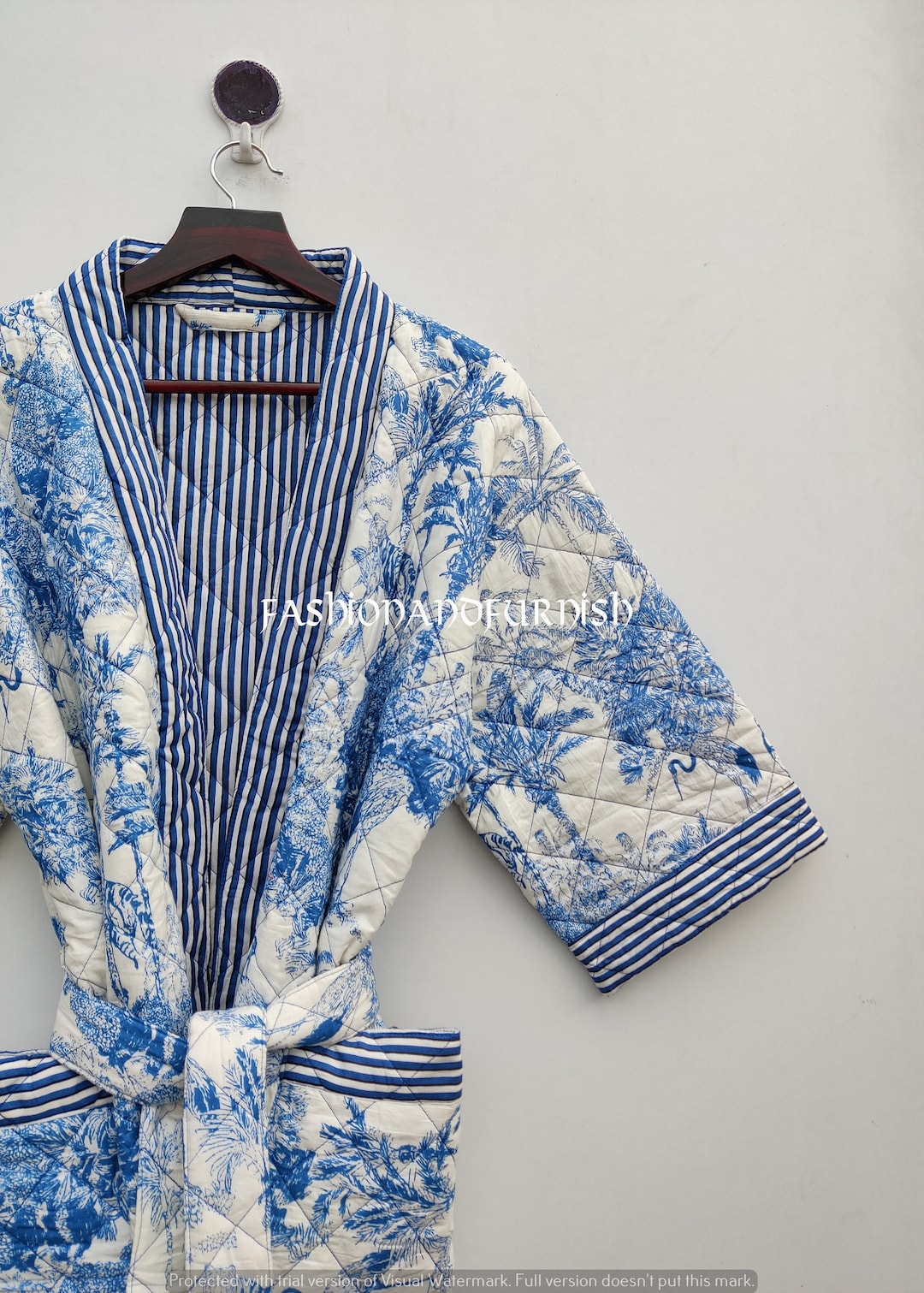 Floral Print Cotton Quilted Kimono Robe: Handmade Winter Robe - Etsy