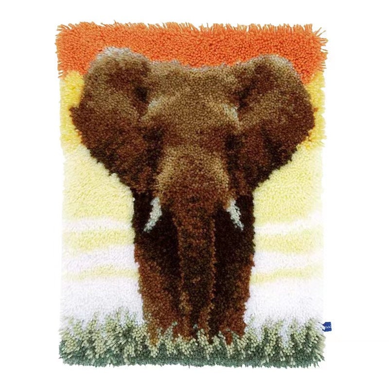Latch Hook Rug Kits Cute Elephant Latch Hook DIY Crochet Yarn | Etsy