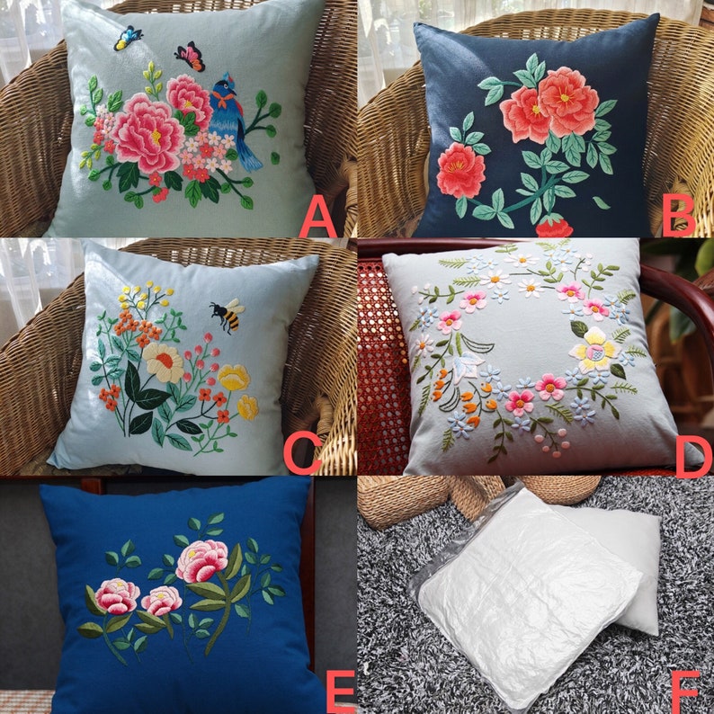 Pillow Embroidery Kitbeginner Embroidery Kit Pillowcushion - Etsy