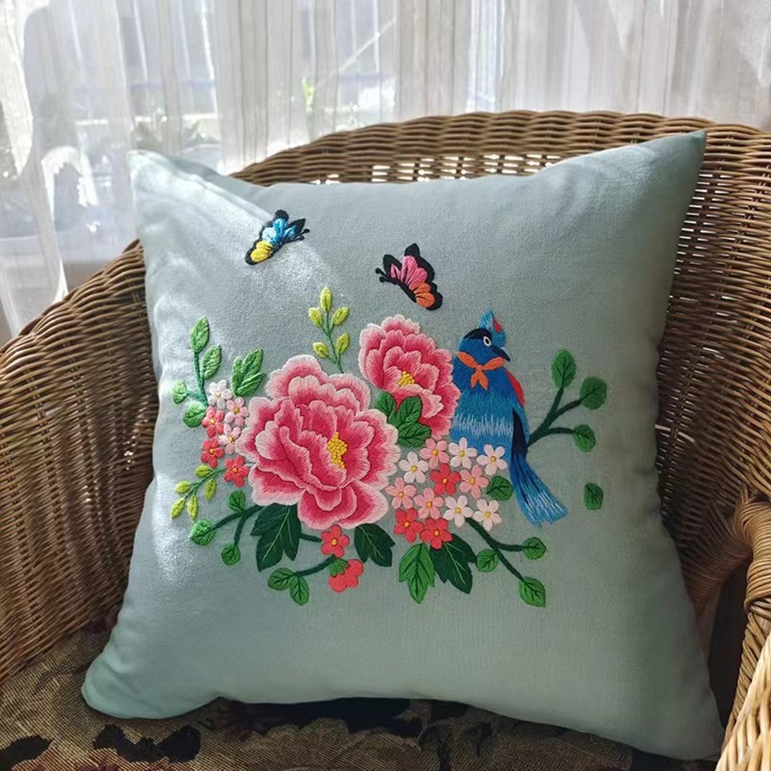 Pillow Embroidery Kitbeginner Embroidery Kit Pillowcushion - Etsy