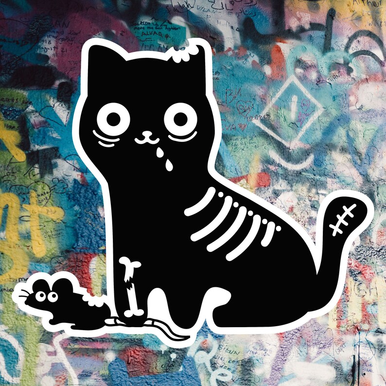 ZOMCAT Zombie Cat Sticker by Zominals | Etsy