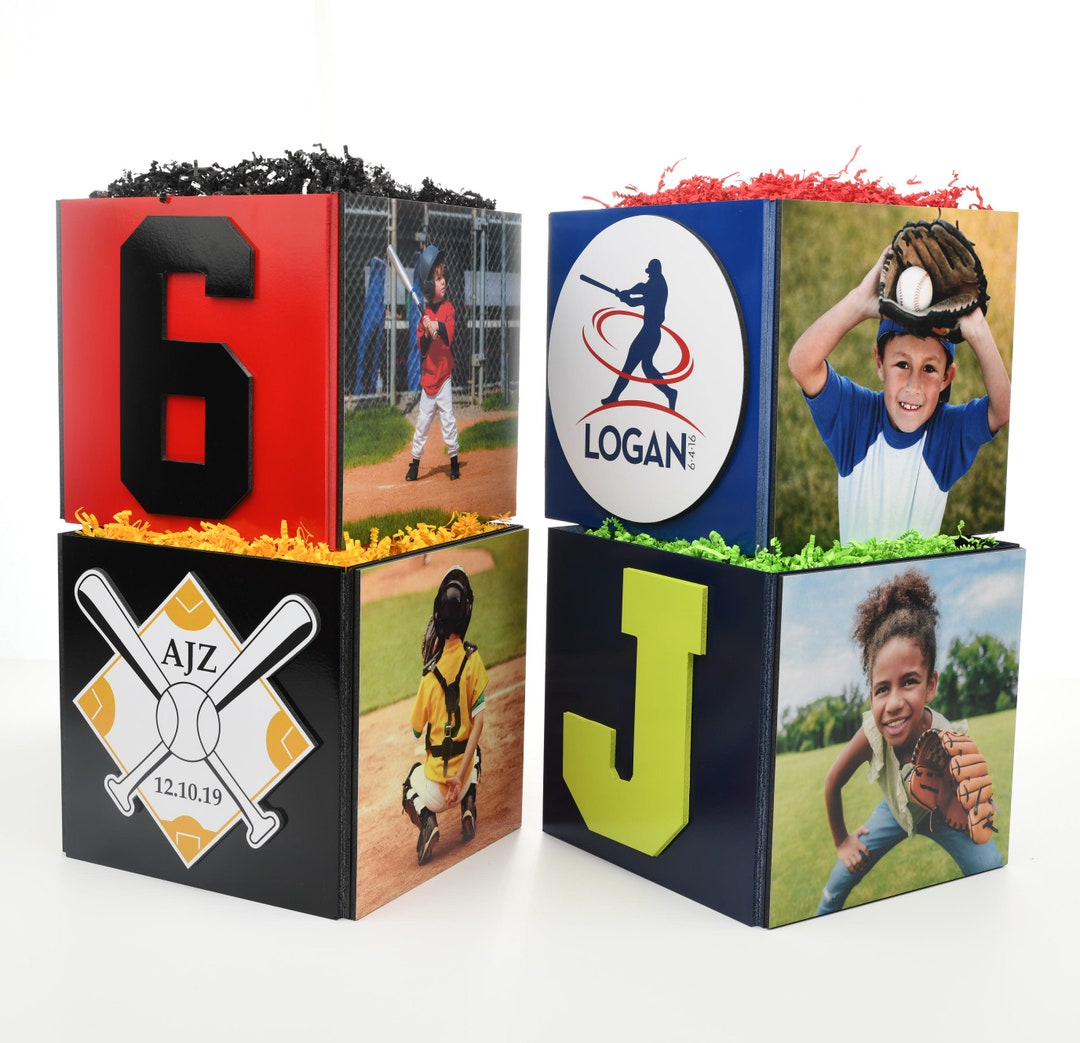 Custom Baseball Photo Cube Centerpiece for Birthday Party Event Decor ...