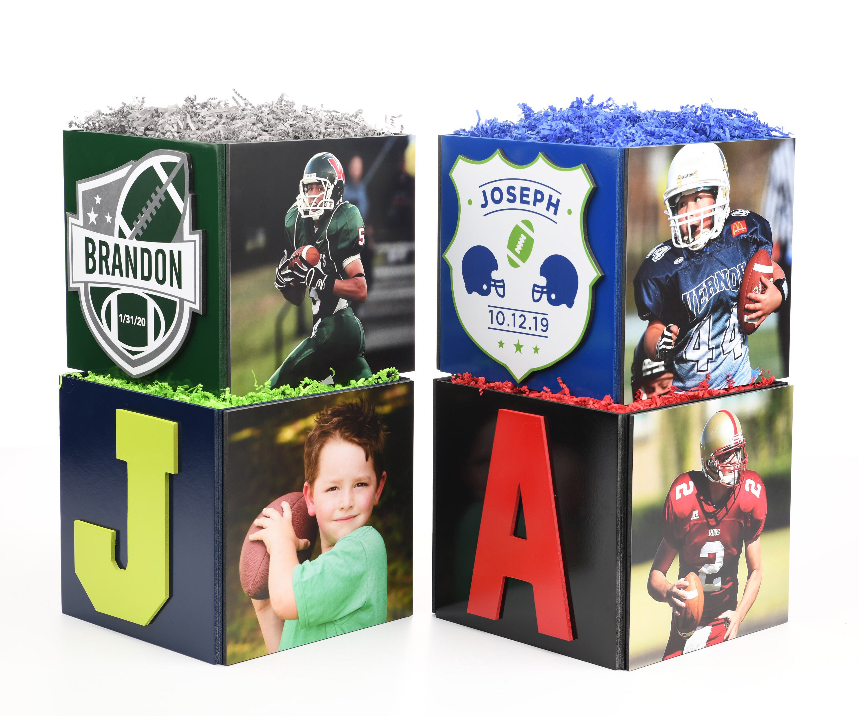 Custom Football Photo Cube Centerpiece for Birthday Party Event Decor ...