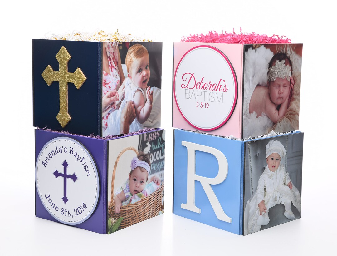 Custom Baptism & Christening Photo Cube Gift Centerpiece for Party ...