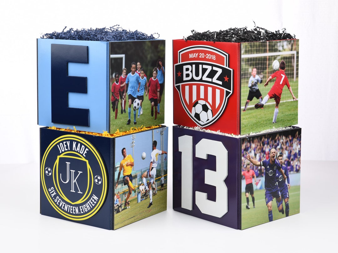 Custom Soccer Photo Cube Centerpiece for Birthday Party Event Decor - Etsy