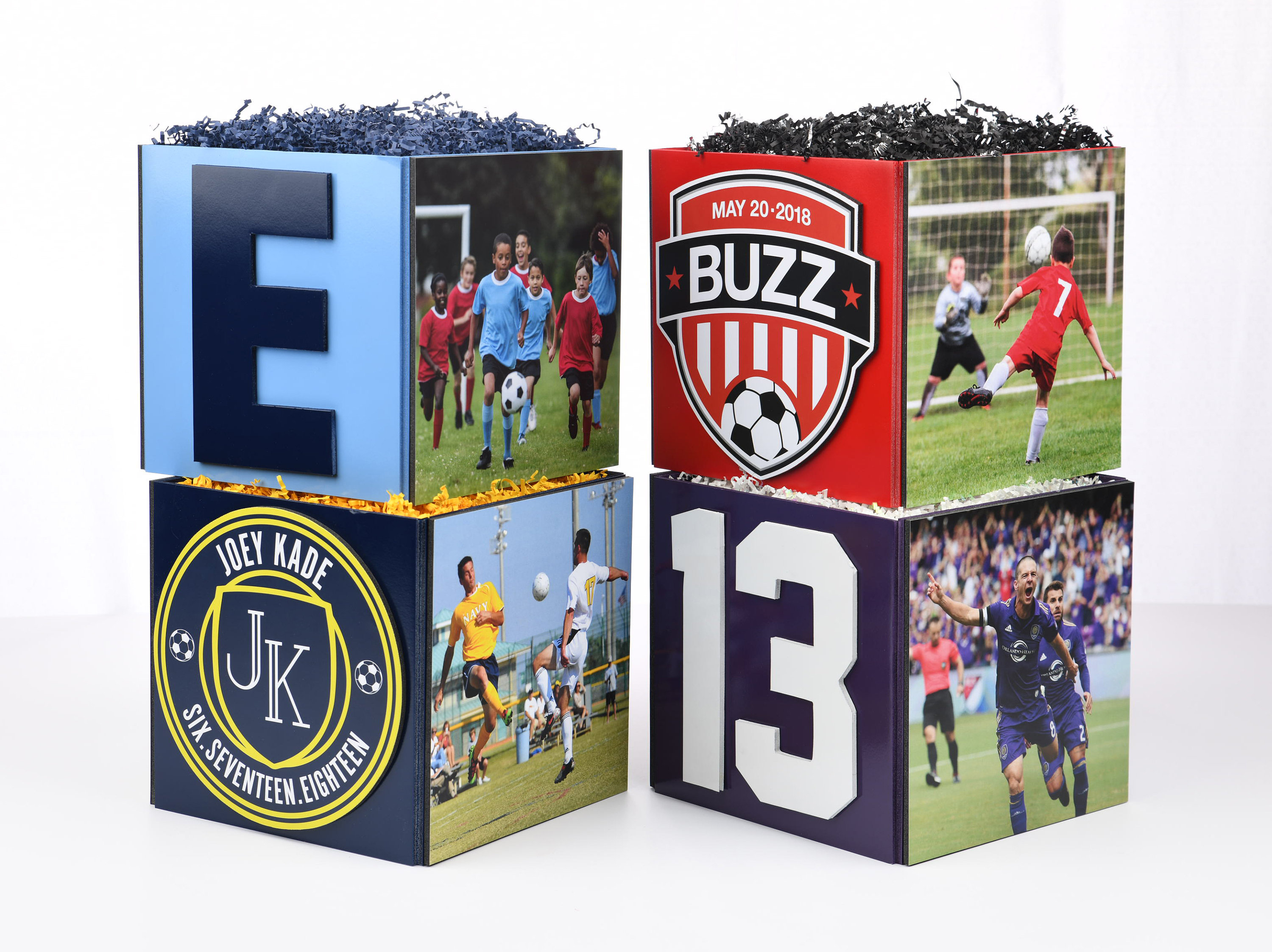 Custom Soccer Photo Cube Centerpiece for Birthday Party Event | Etsy