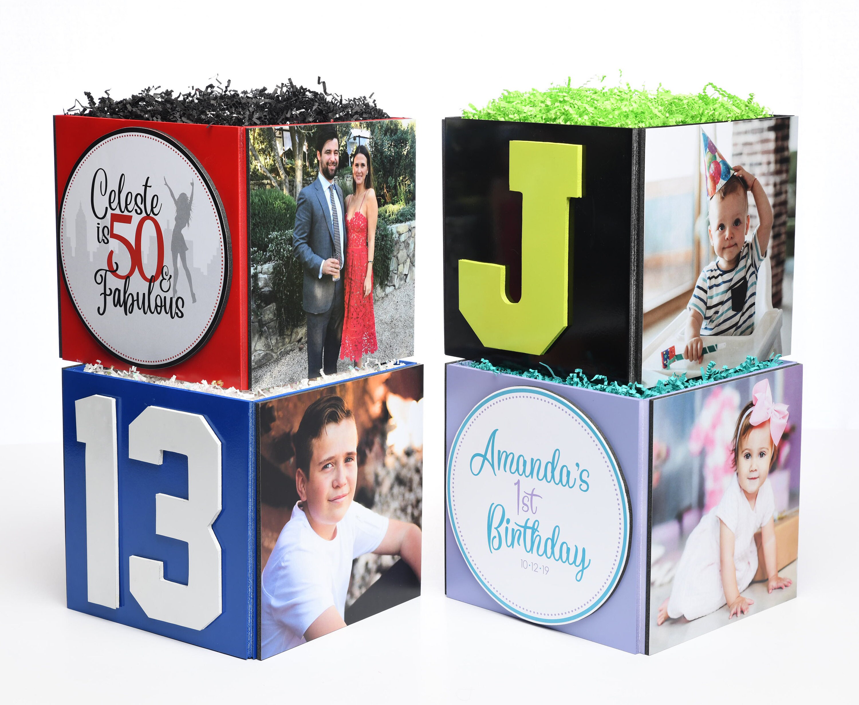 Custom Birthday Photo Cube Gift or Centerpiece Event Decor | Etsy
