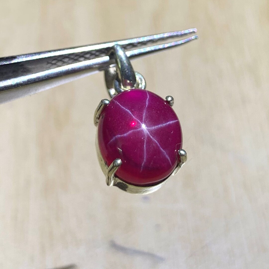 Beautiful Red Star Ruby Gemstone Pendant 925 Sterling Silver Pendant ...