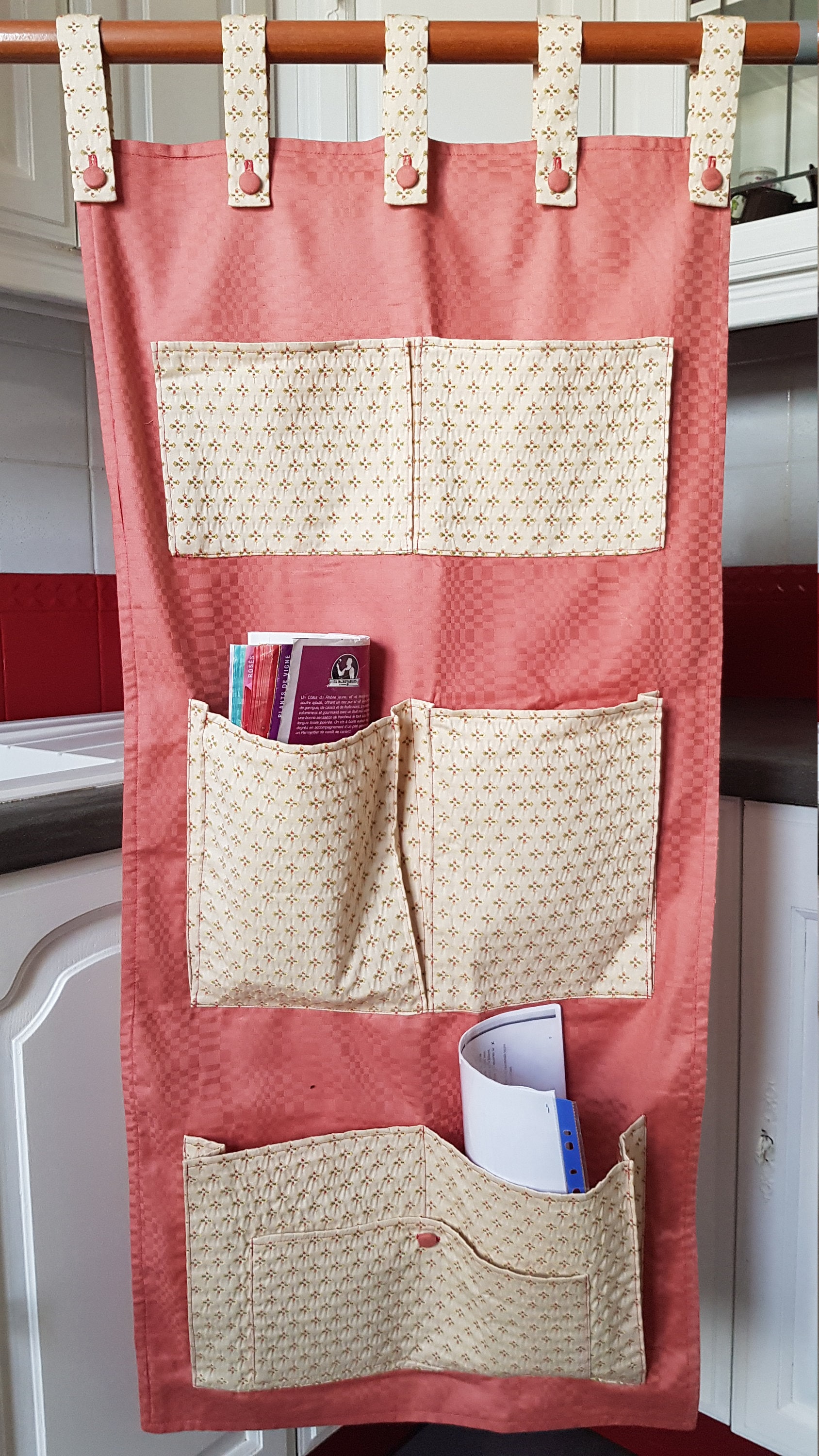 Large Wall-mounted Pocket in Textured Cotton Fabric - Etsy