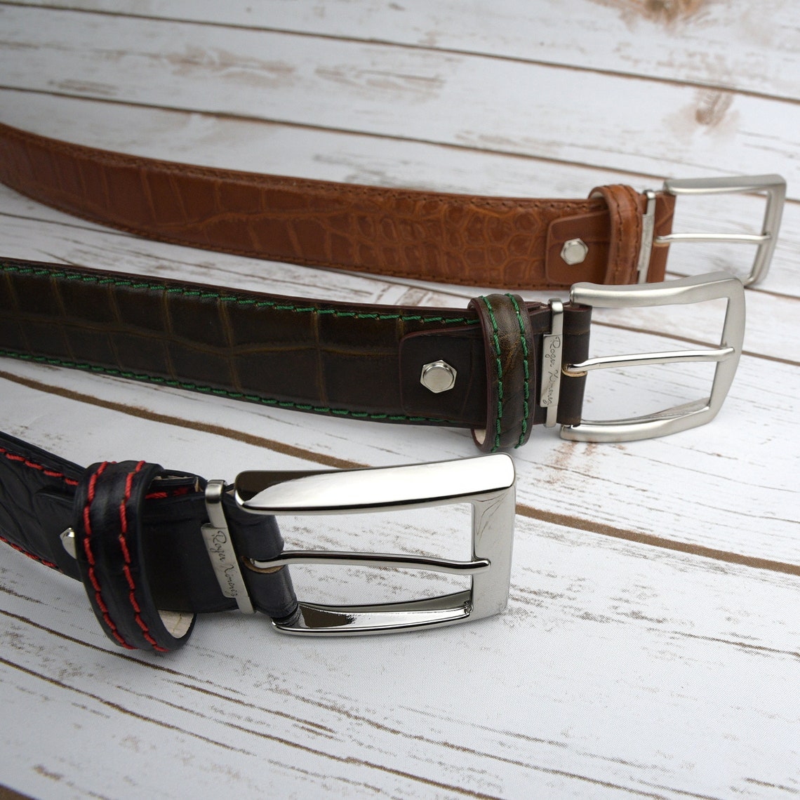 Mock Gator Belt - Cognac - Etsy