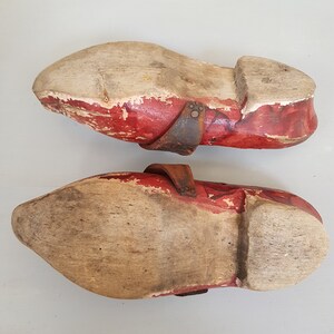 Antique Wood / Leather Clogs French / Dutch Shabby Folk Art - Etsy UK