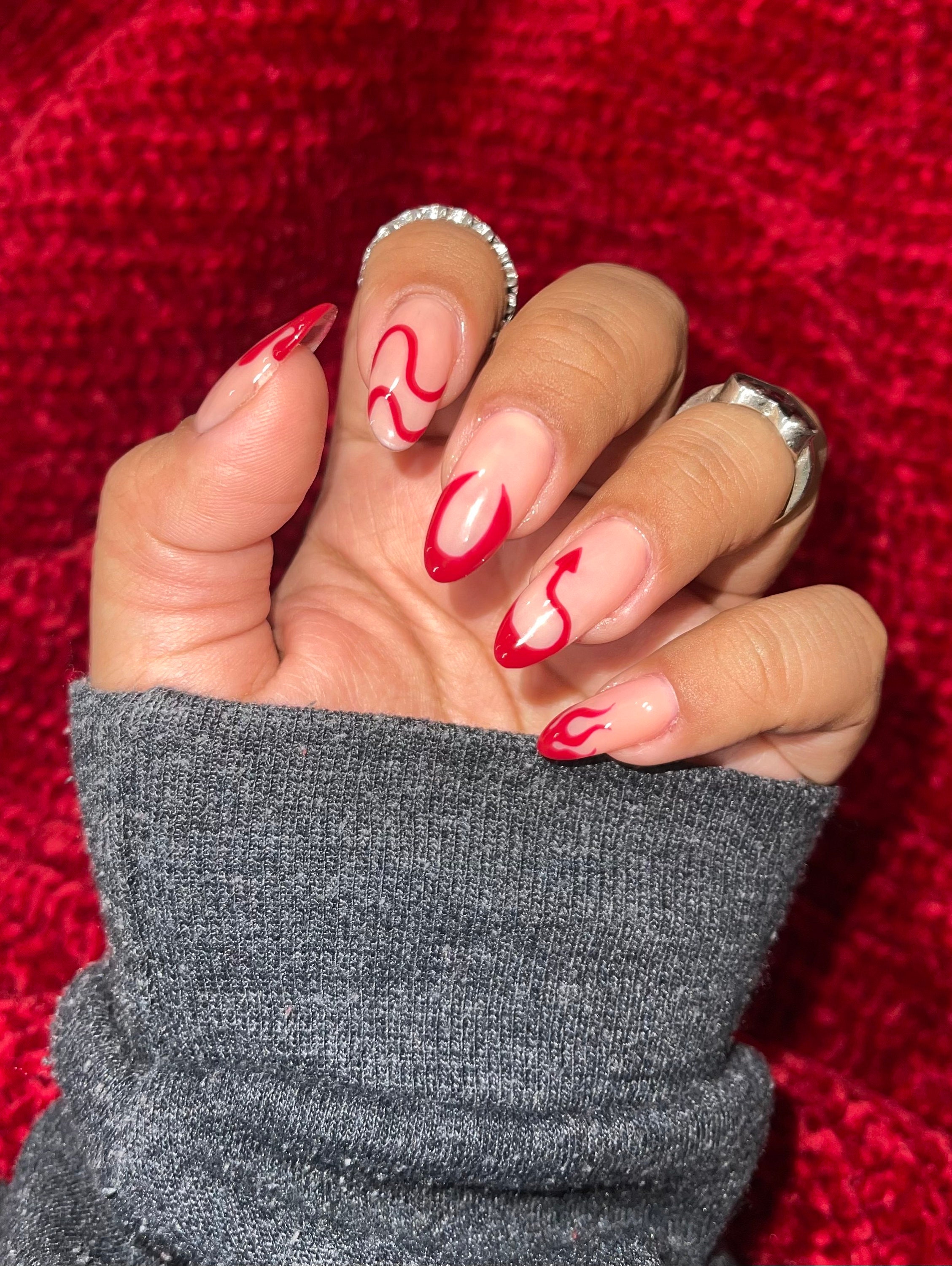 Halloween Red Devil Fiery Blood Gel Press on Nails - Etsy