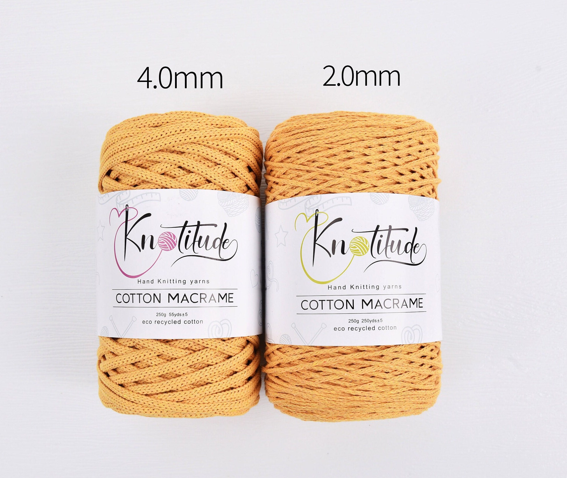 Knotitude MACRAME CORD 2mm X 250yards a Roll, Cotton Feel Recycled Soft ...