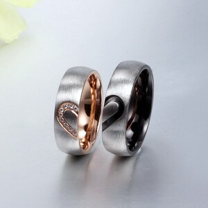 Micro Diamond Heart Couple Ring Love Between Two People - Etsy