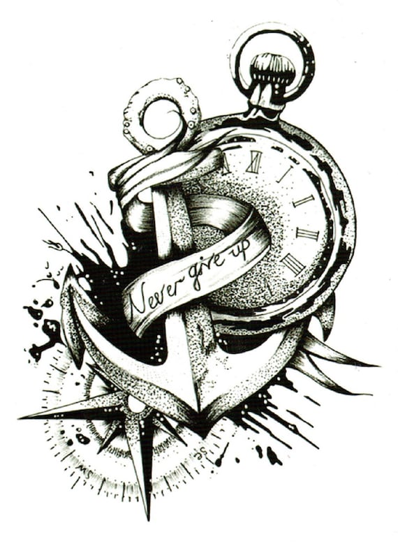 Nautical Anchor And Compass Tattoo