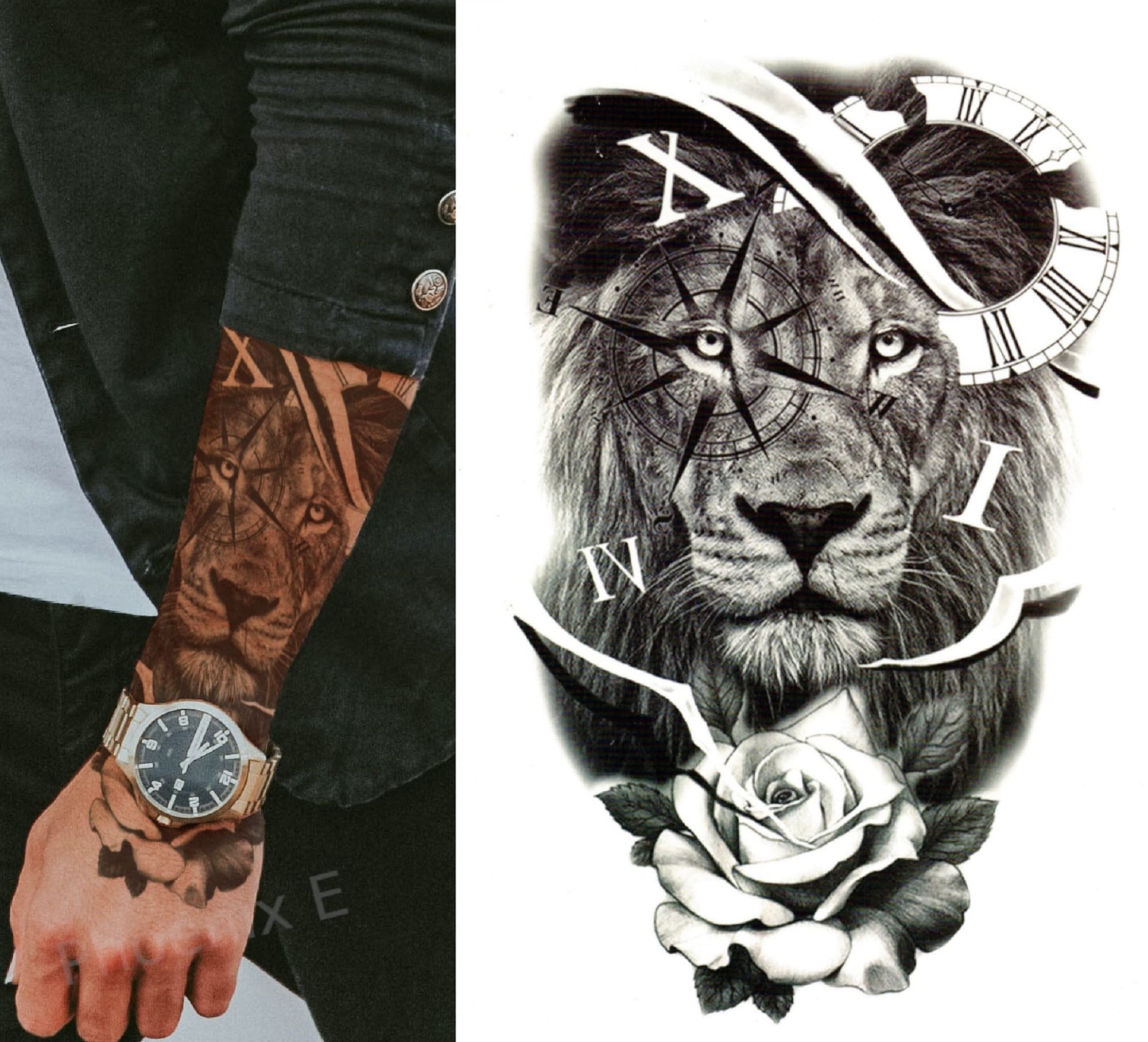 Lion Tattoo With Roses