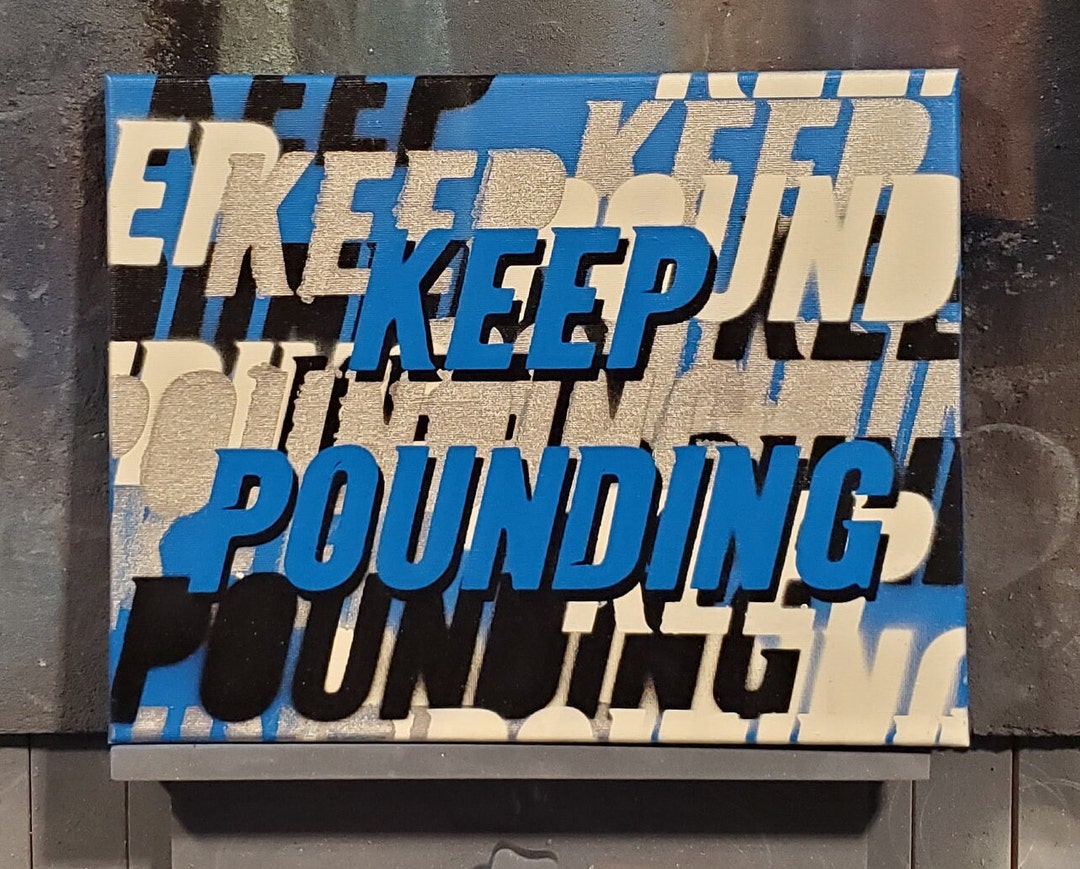Keep Pounding Acrylic Painting on Canvas (blue) - Etsy