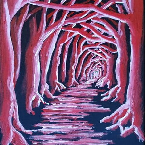 Painting of Red Forest Path - Etsy