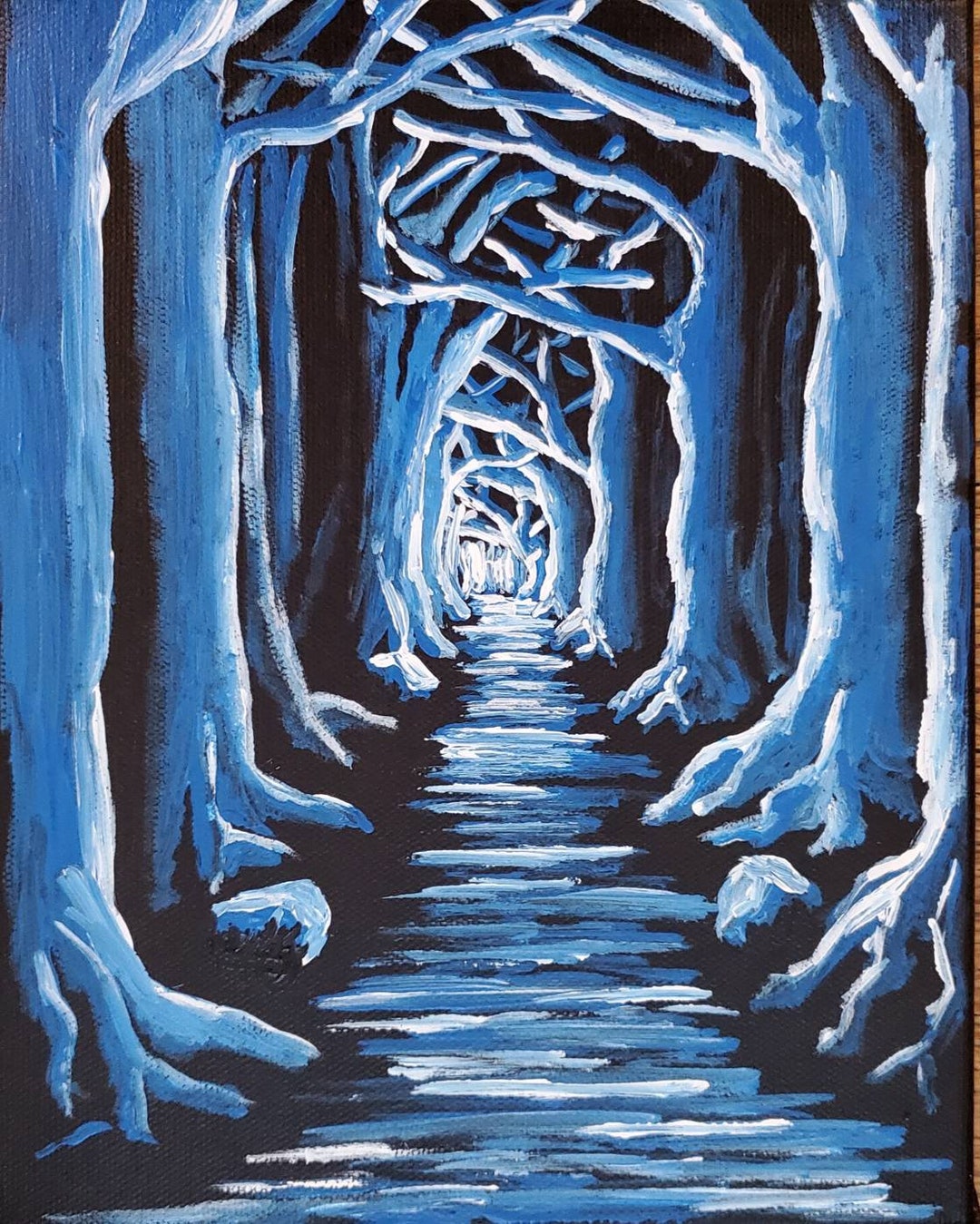 Painting of Blue Forest Path - Etsy