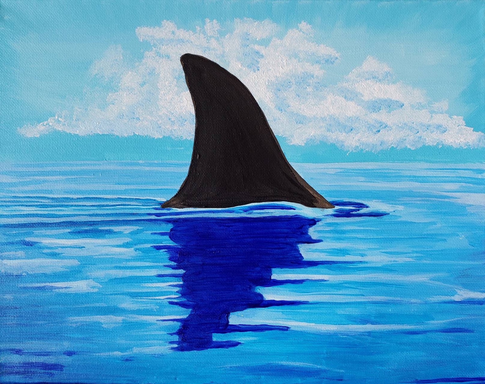 Painting of Shark's Fin Out of Water - Etsy