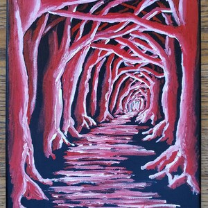 Painting of Red Forest Path - Etsy