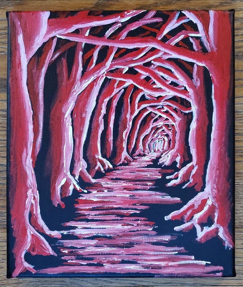 Painting of Red Forest Path - Etsy