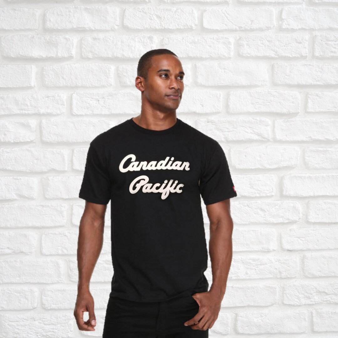 Canadian Pacific 1960s Style Script, Black Train Logo T-shirt, Canadian ...