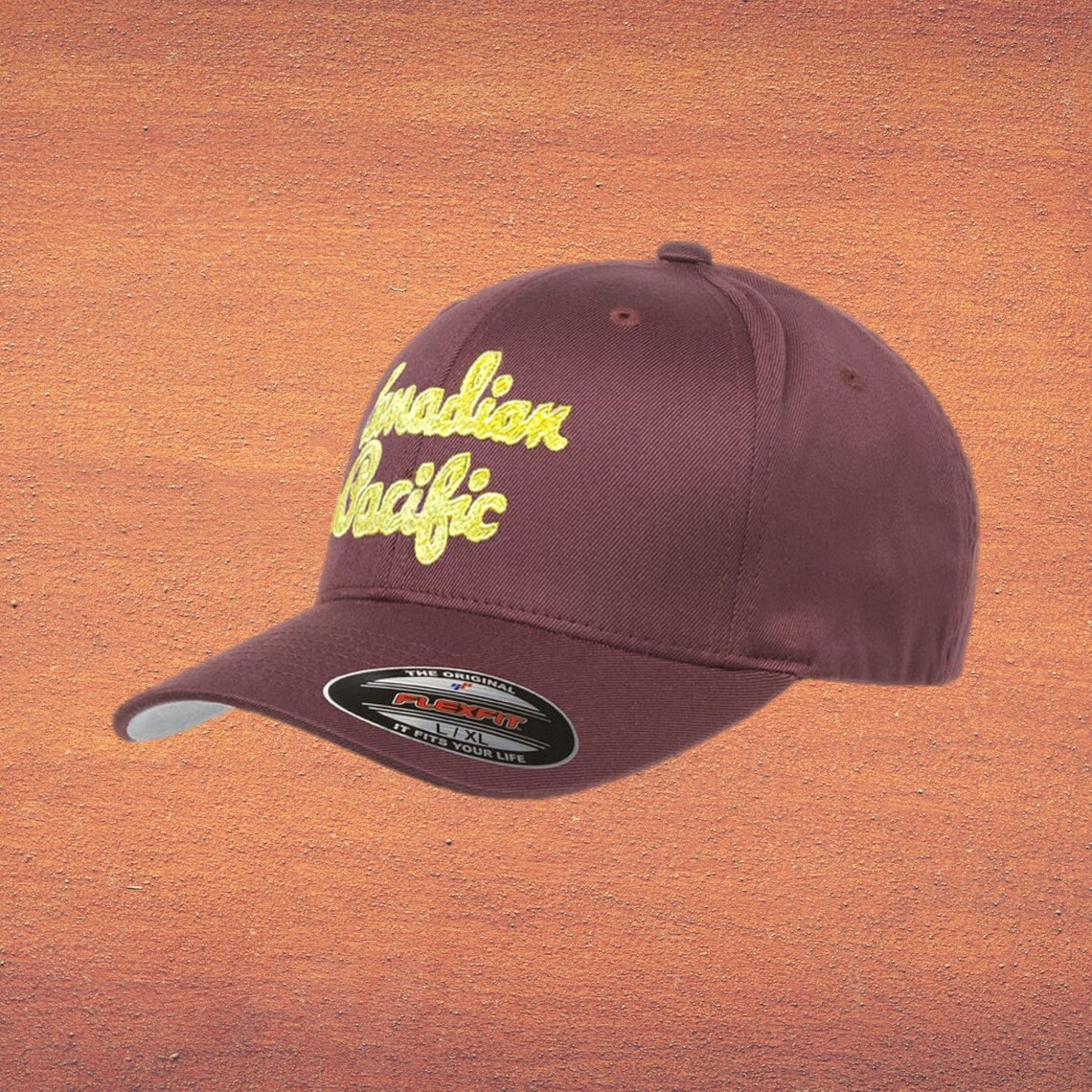 Canadian Pacific Script 1950's Gold Lettering Maroon Flexfit Cap - Etsy