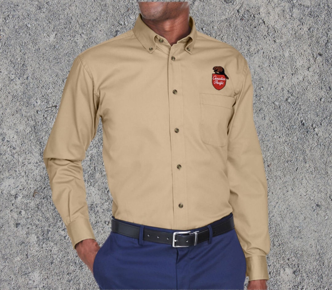 Canadian Pacific 1960s Beaver Shield Tan Work Shirt, Train Gift ...